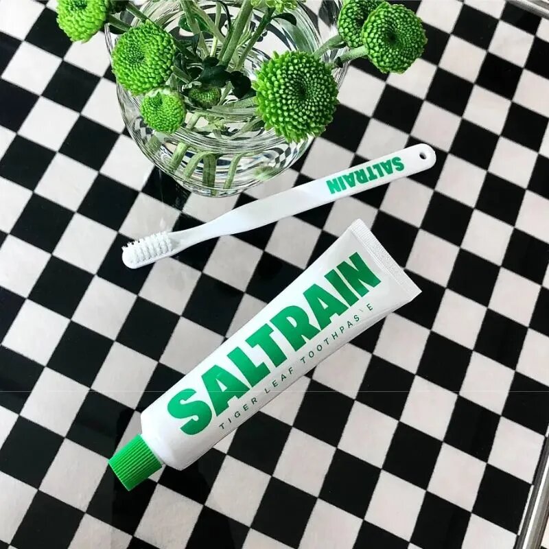 Saitrain Зубная паста с экстрактом листьев тигра, 100 мл, мята, без парабенов и фтора