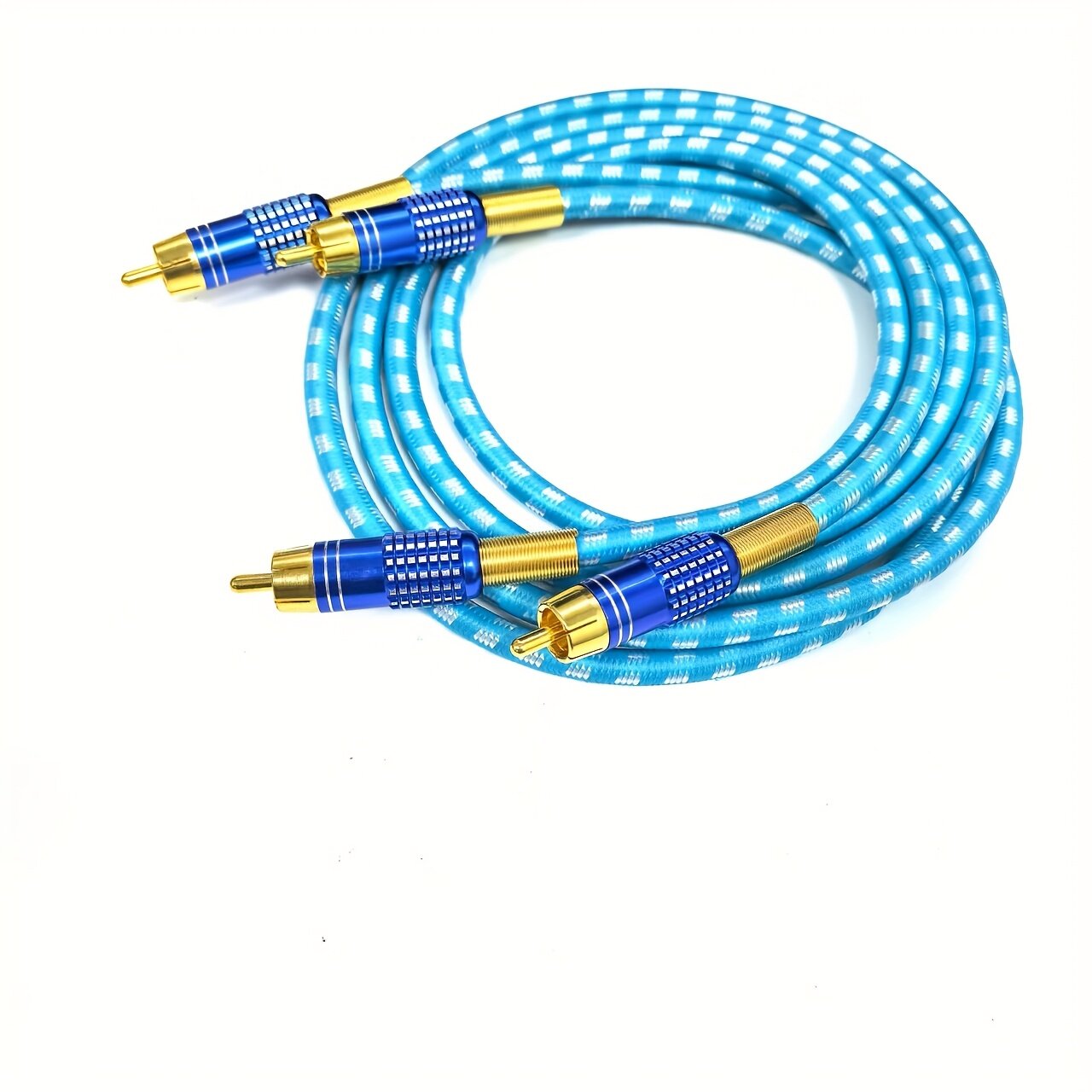 2RCA - 2RCA аудиокабель высокого класса для усилителя, DAC, TV и DVD, высокопроизводительный круглый разъем, синий и золотой, 150.01 см, полоса пропускания 2.0 ГГц, мощность 2.0 мВт, высококачественный звук, прочная конструкция