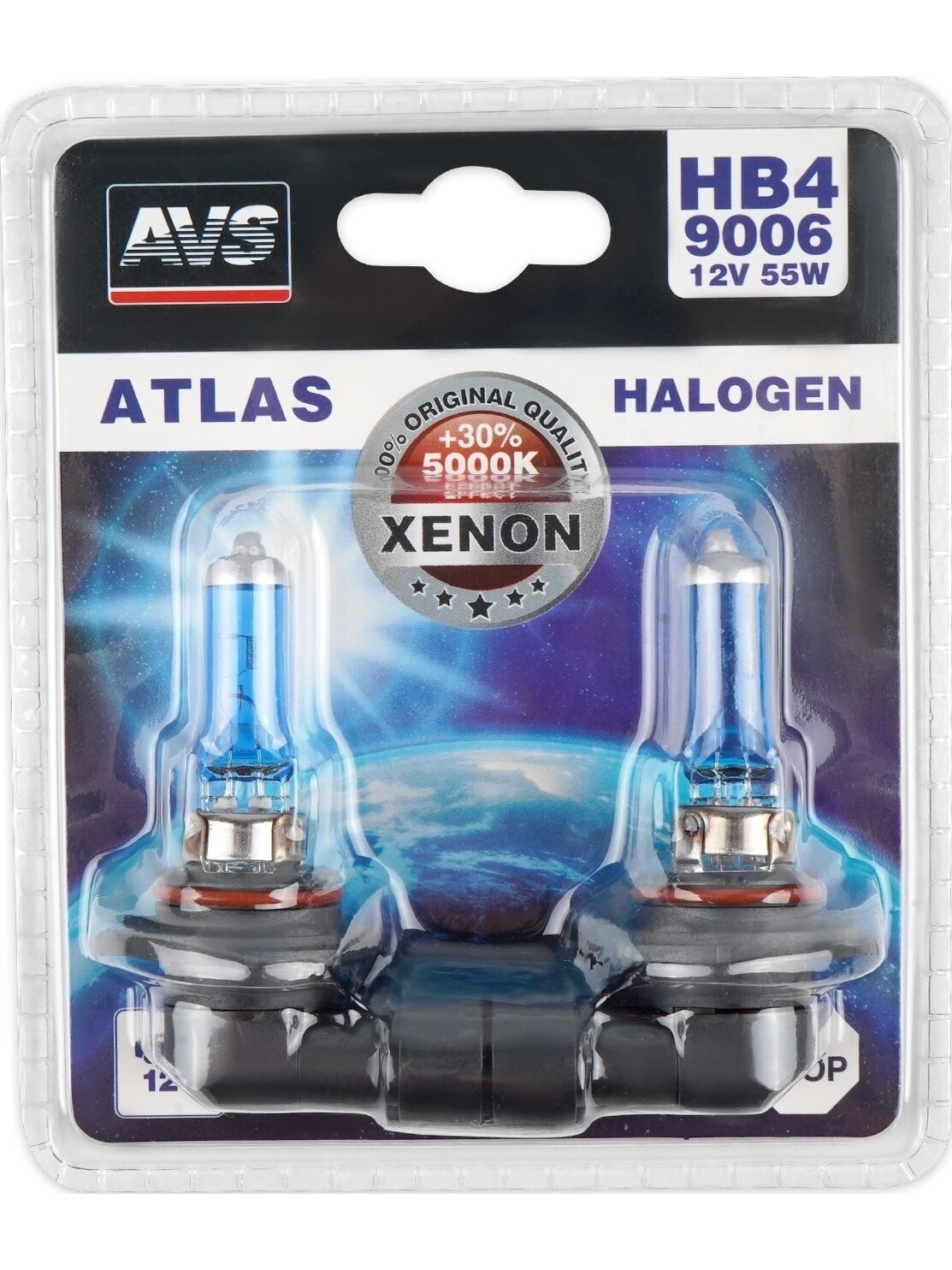 Комплект галогенных ламп AVS ATLAS HB4/9006 (A78573S) 12V 55W, 2 шт