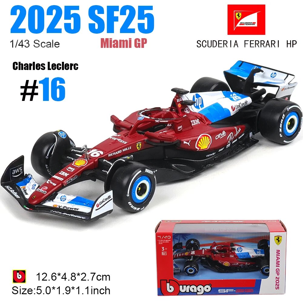 Bburago 1:43 Ferrari SF25 Модель автомобиля 2025 SF25-16GP