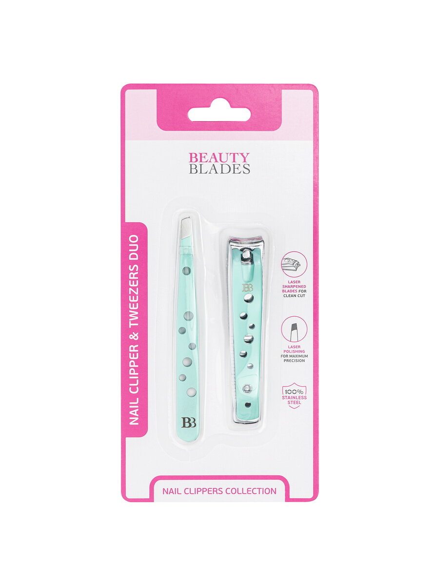 Клиппер для маникюра и пинцет со скошенными кончиками, набор Beautyblades
