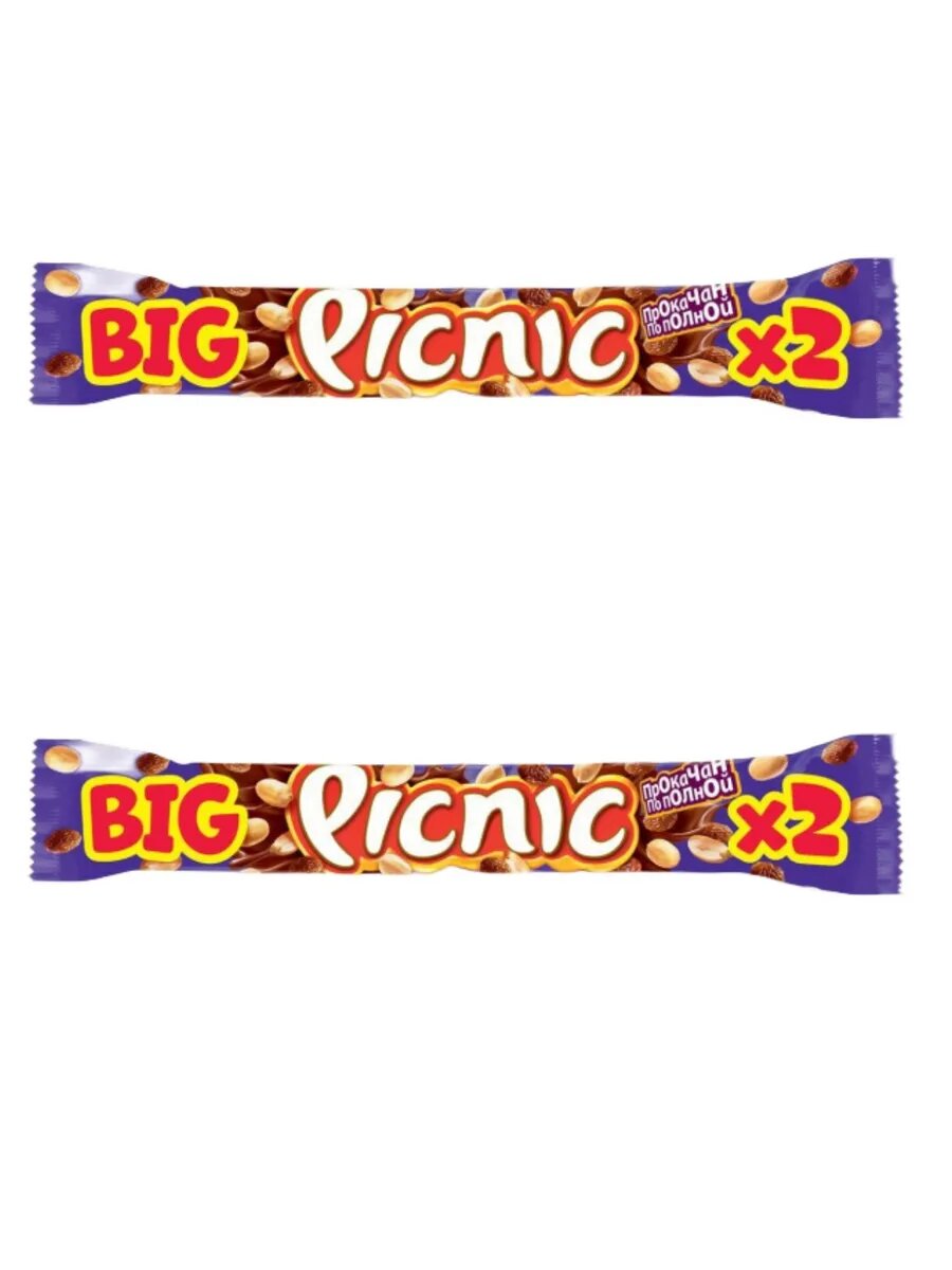 Big Picnic Шоколадный батончик арахисом и изюмом, 2 шт по 76 г