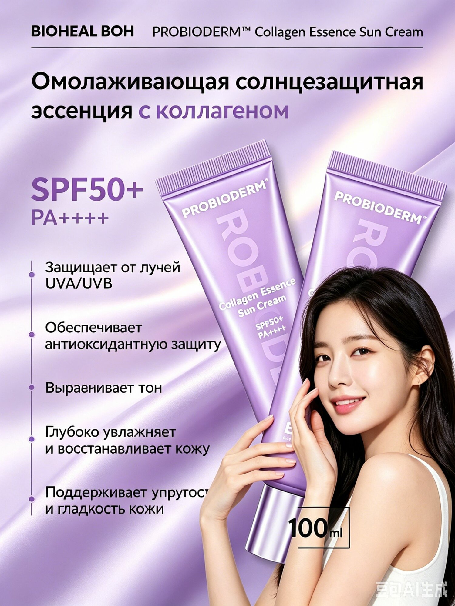 BIOHEAL BOH PROBIODERM COLLAGEN ESSENCE SUN CREAM (100ML) Омолаживающая солнцезащитная эссенция коллаген омолаживающая 100 мл