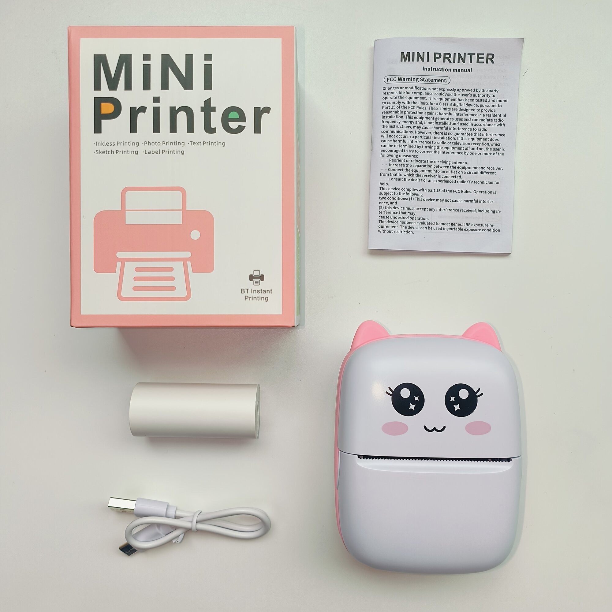 Портативный мини-термопринтер для этикеток X5-Pink, 203dpi, с бумагой, беспроводное подключение, питание от USB/батареек