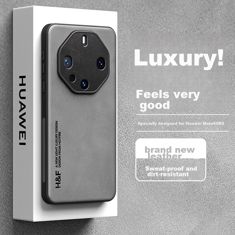 Защитный чехол для Huawei Mate60RS с кожаным покрытием и матовой линзой, полная защита, силиконовый чехол с