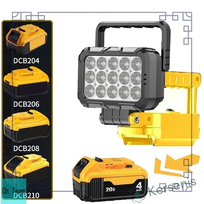 Премиумсовместимый с Dewalt 18V литиевый аккумулятор, 3дюймовый светодиодный прожектор на 3600 люмен, мощный свет обеспечивается портативной конструкцией.