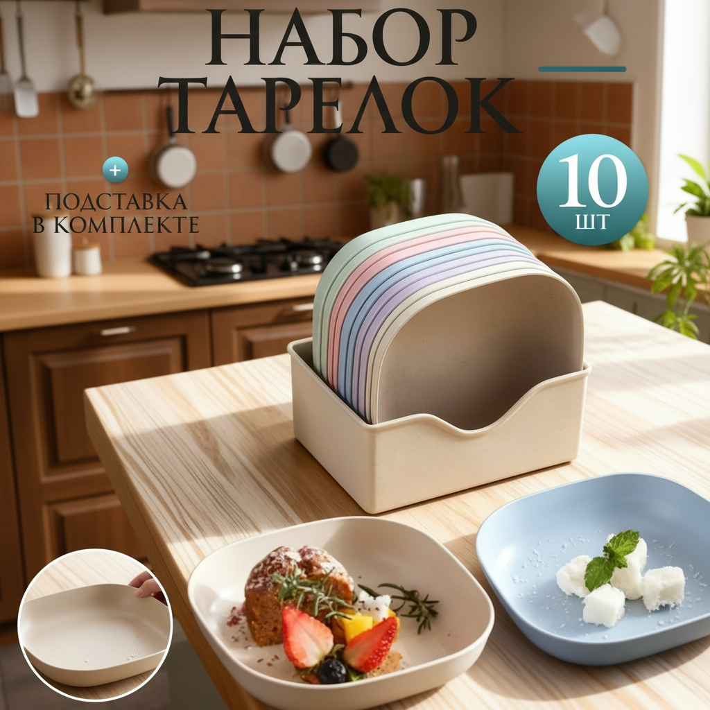 Обеденный сервиз 6 персон глубокие плоские тарелки кружки приборы