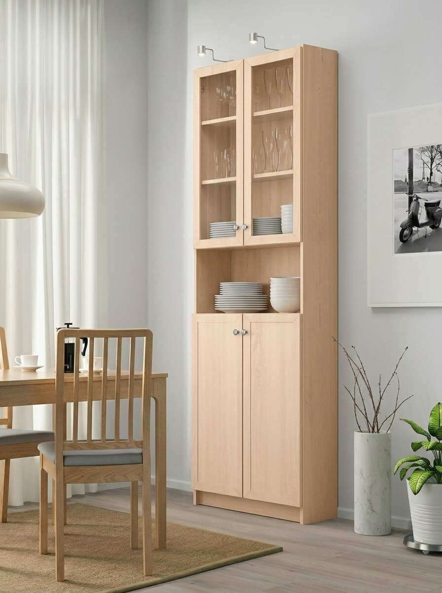 Шкаф книжный Билли 333 Дуб Молочный 8622 FM 80x30x237 см, бежевый Фиеста