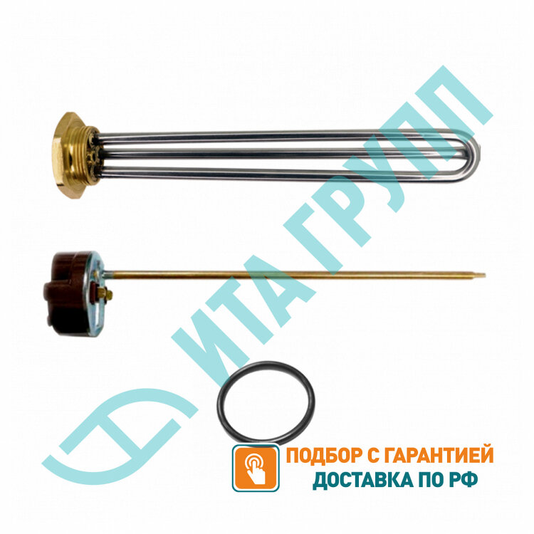 ТЭН 1,5кВт (1500Вт) RDT резьбовой 42мм для Ariston, De Luxe, Real, Thermex под анод М6 + термостат + прокладка, P40215