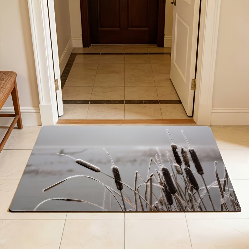 Мягкий впитывающий диатомовый коврик 40x60 см, 2D-узор "морозный сладкий тростник", стираемый в машине и вручную, для кухни, прихожей, спальни, ванной, гостиной, кабинета, туалета и входа
