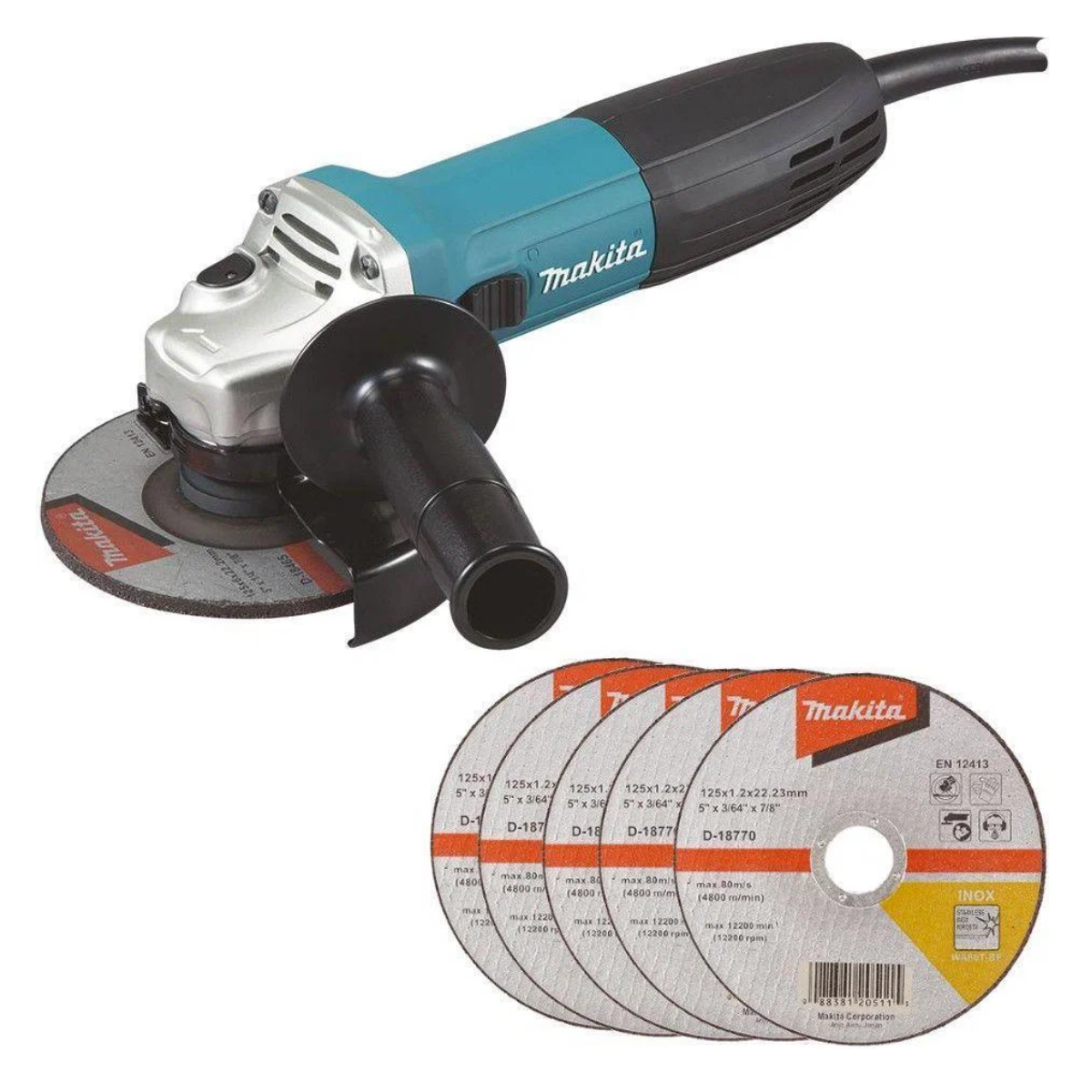 Шлифмашина угловая Makita GA5030RX9 черно-бирюзовый 720 Вт, 125 мм