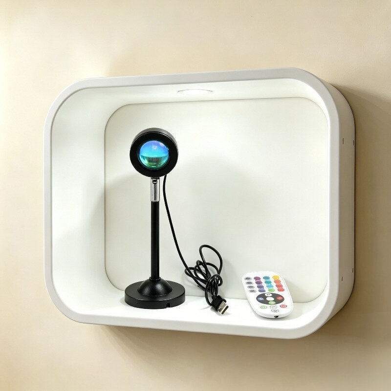 Светильник-проектор LED с эффектом заката, 16 цветов, вращение 180°, с пультом дистанционного управления (батарейки не входят), для домашнего декора, праздников и вечеринок