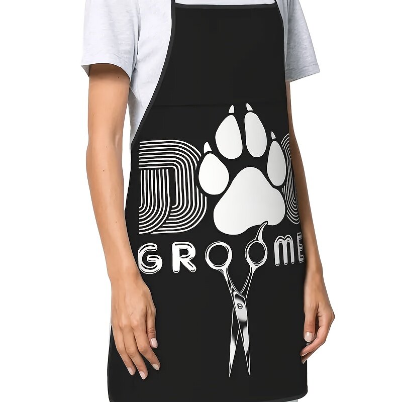 Ретро фартук "DOG GROOMER" для груминга собак и приготовления пищи, взрослый размер, без рукавов, с принтом лапок, 100% полиэстер