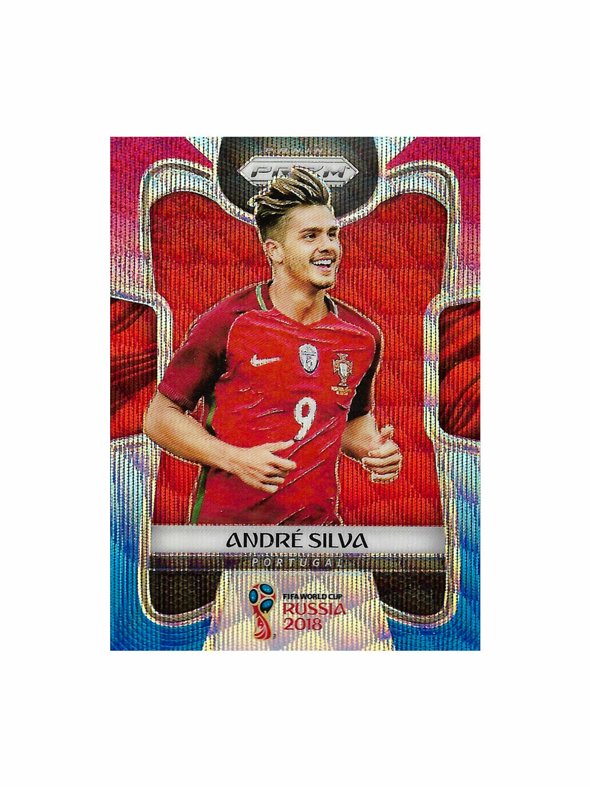 Коллекционная карточка Panini Prizm FIFA World Cup Russia 2018: #155 Andre Silva - Red Blue Wave