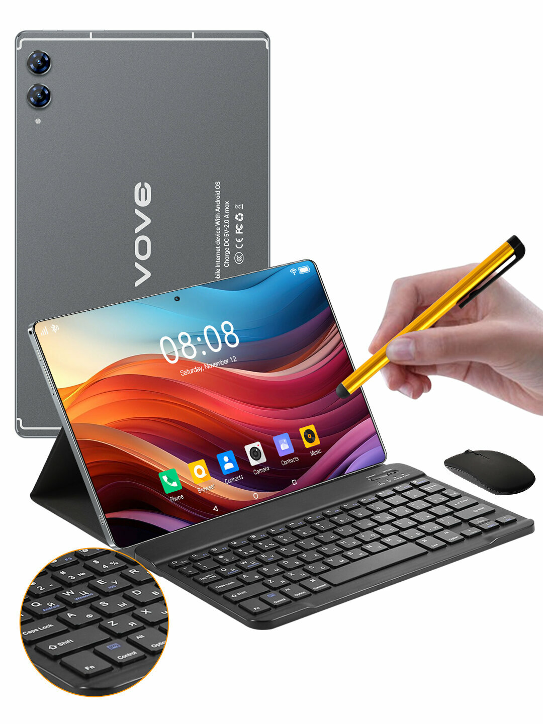 Планшет Tab S9 FE+ 8800 мАч 5G 16ГБ+1024ГБ,8-ядерный процессор, Android 13,2560*1600, Русская клавиатура. Серый
