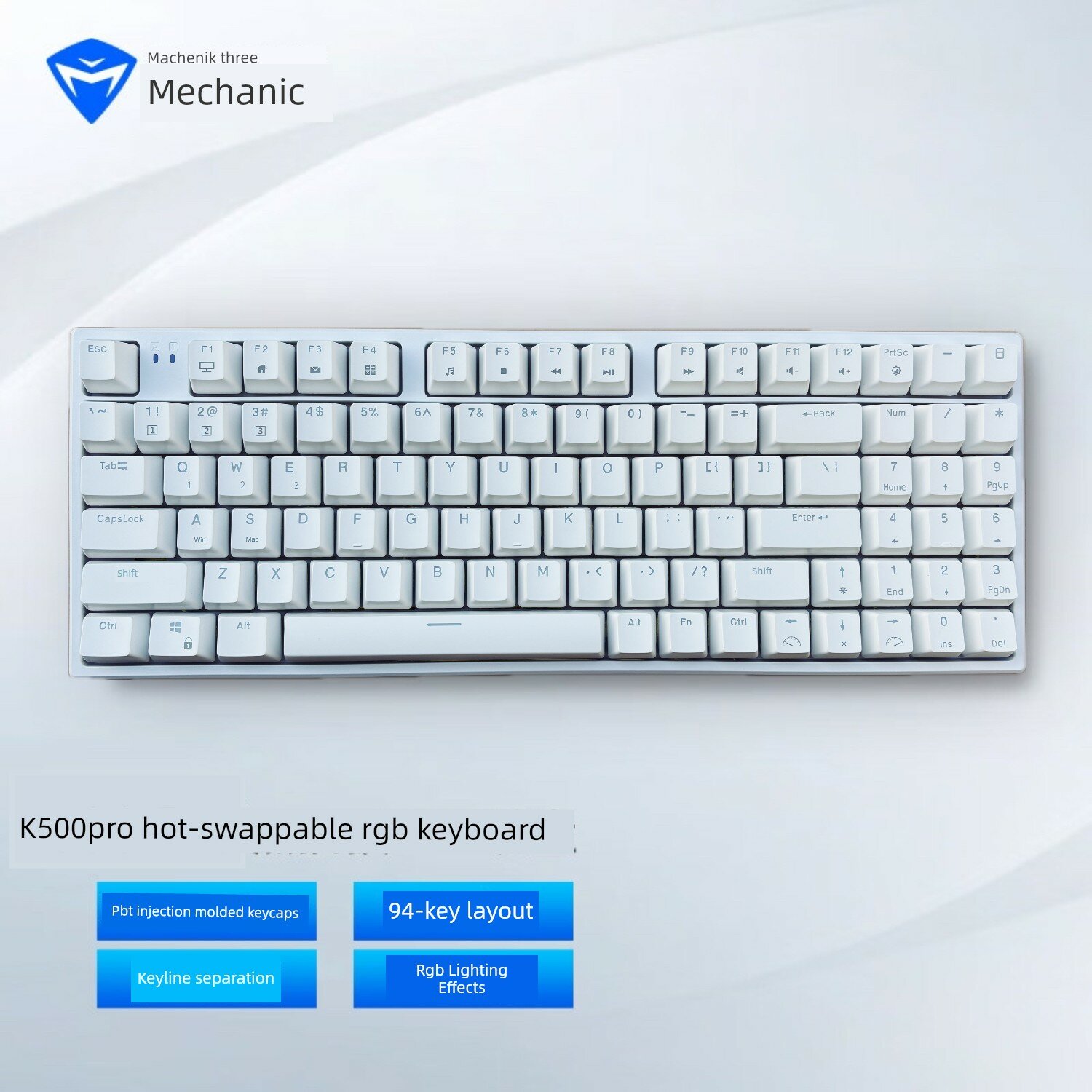 Механическая клавиатура K500 Pro с переключателем TTC Red (улучшенный), с подсветкой, беспроводная, трирежимная, белый