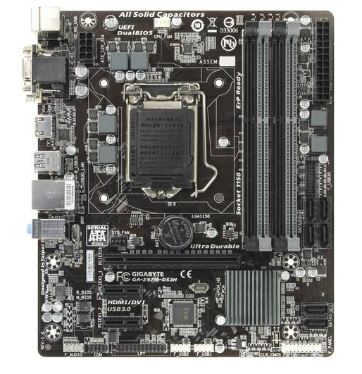 Материнская плата, GA-Z97M-DS3H, двухканальный режим памяти, DDR3