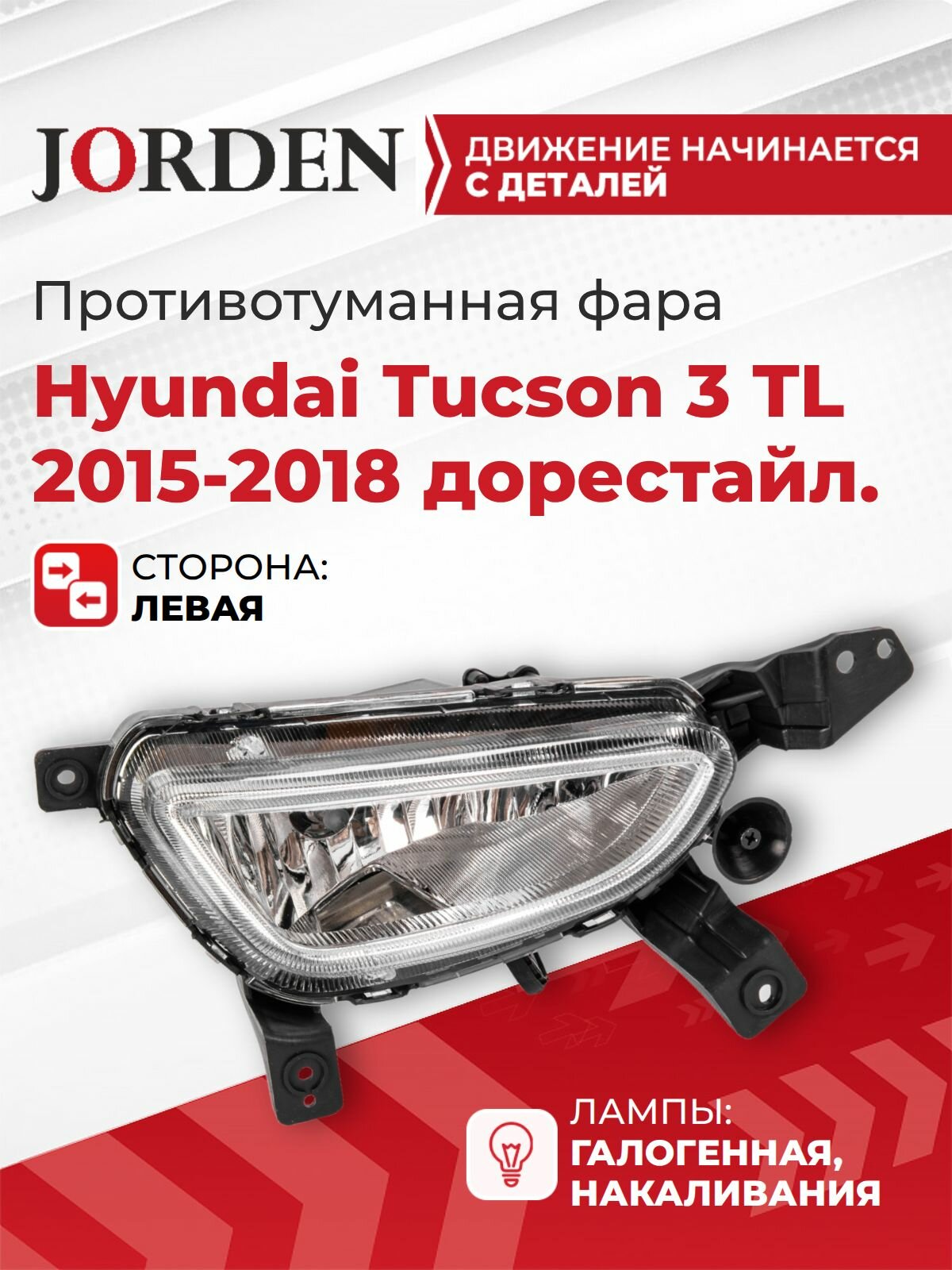 Фара противотуманная Hyundai Tucson 3 TL 2015-2018 дорестайлинг левая туманка Туксон, галоген птф OEM 92201D7000