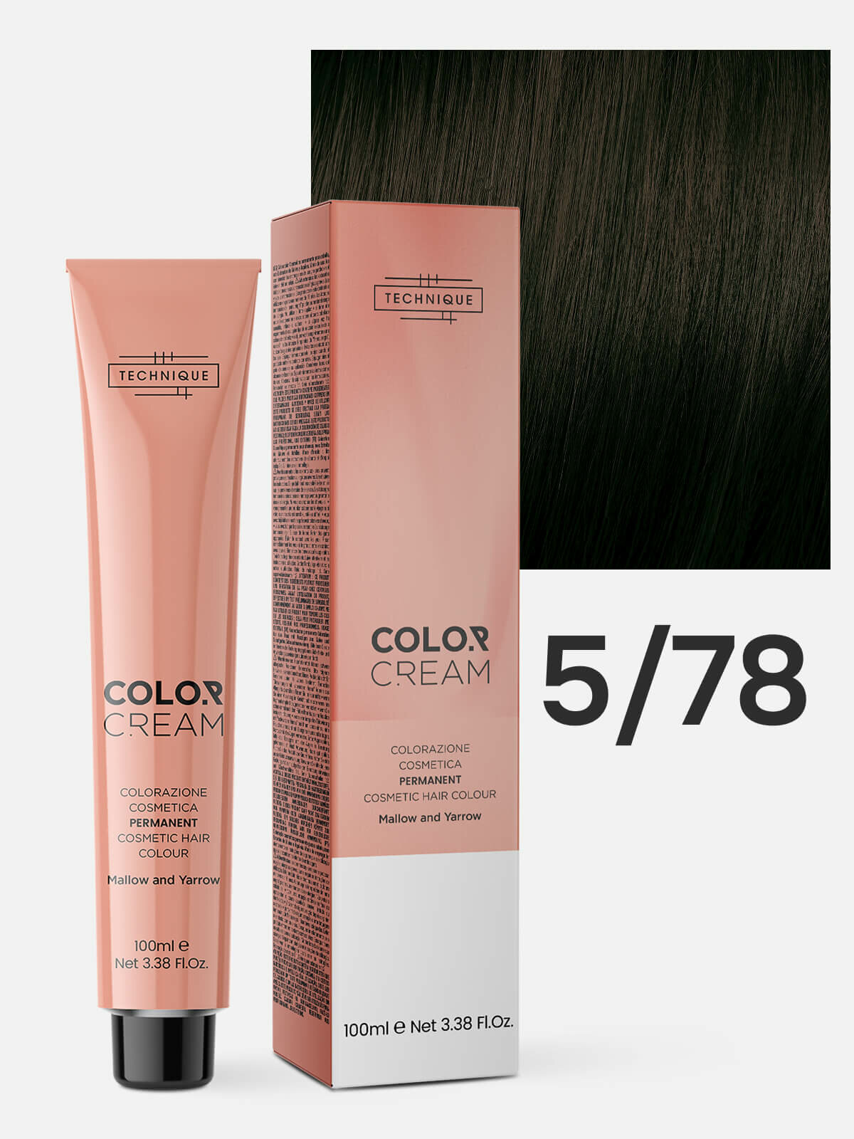 Крем - краска для волос профессиональная Technique Color Cream Permanent Cosmetic Hair Colour 5.78 Светлый каштановый Гранит, 100 мл
