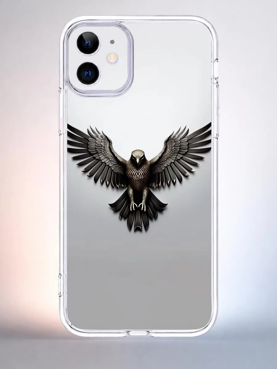 Чехол iPhone 11 хром орёл силиконовый прозрачный