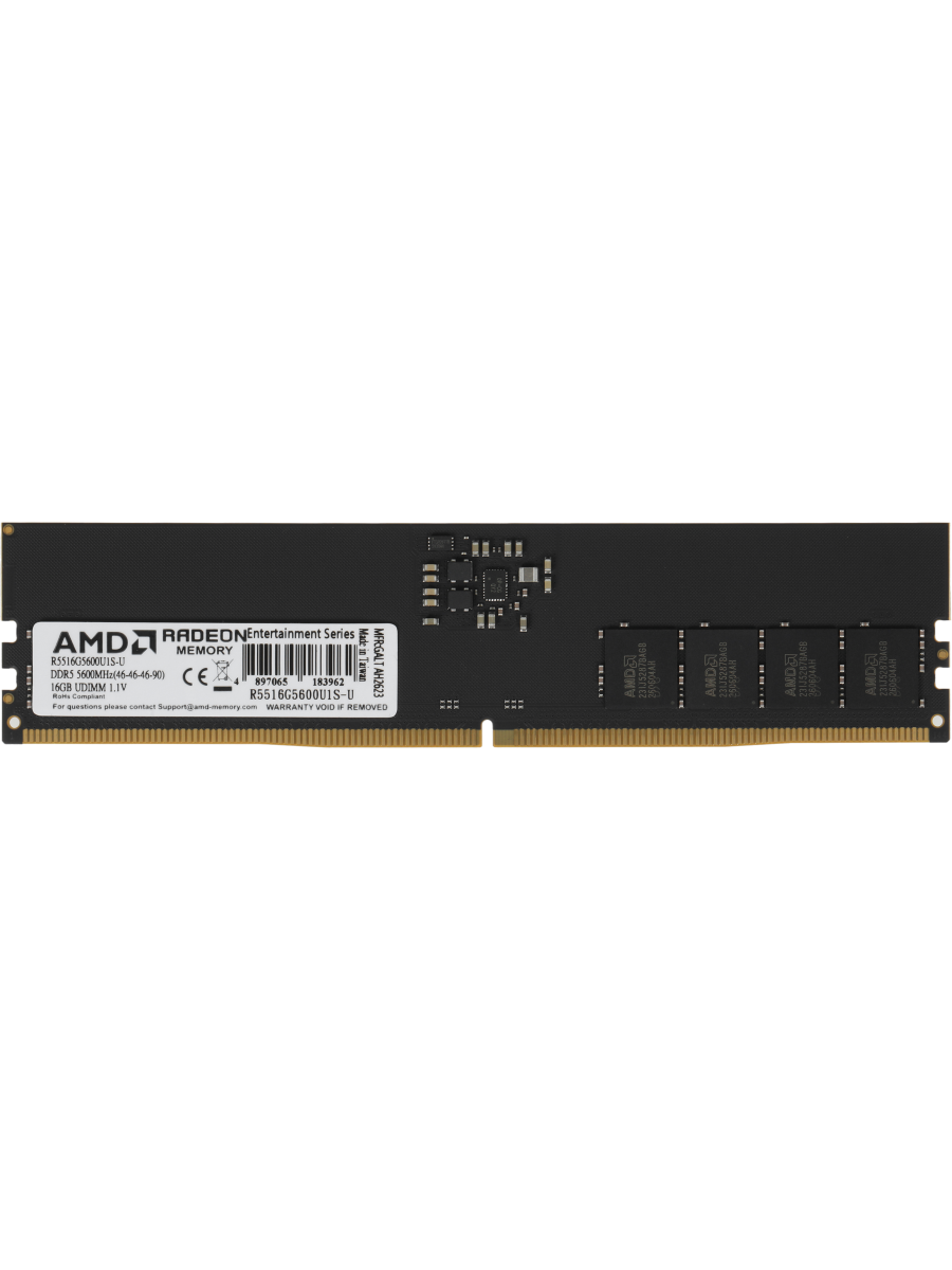 Память DDR5 16GB 5600MHz AMD R5516G5600U1S-U Radeon R5 RTL PC5-44800 CL46 DIMM 288-pin 1.1В RTL