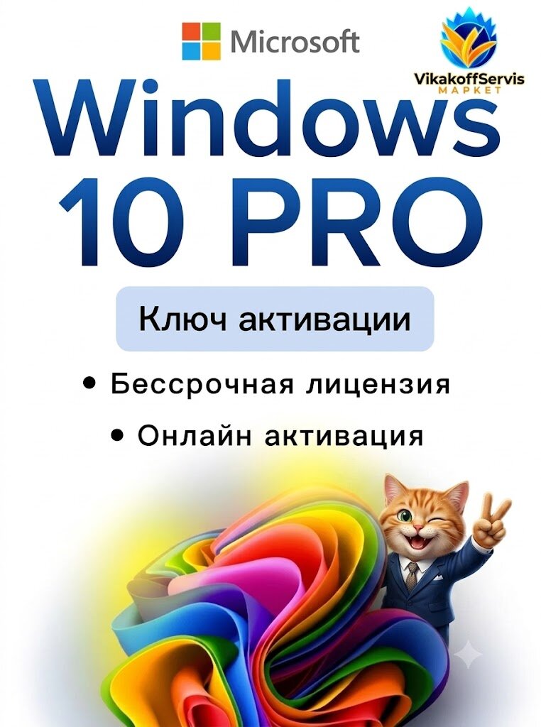 Microsoft Windows 10 Pro - ключ активации - бессрочная лицензия, для ноутбука/компьютера