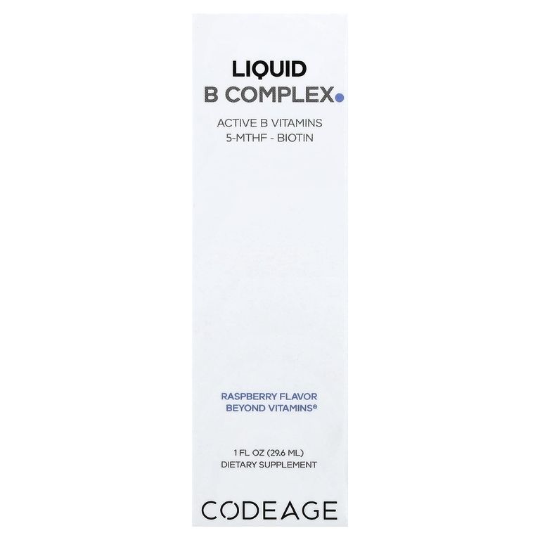 Codeage, Витаминный комплекс группы B с 5-MTHF фолатом и биотином, вкус малины, 29,6 мл