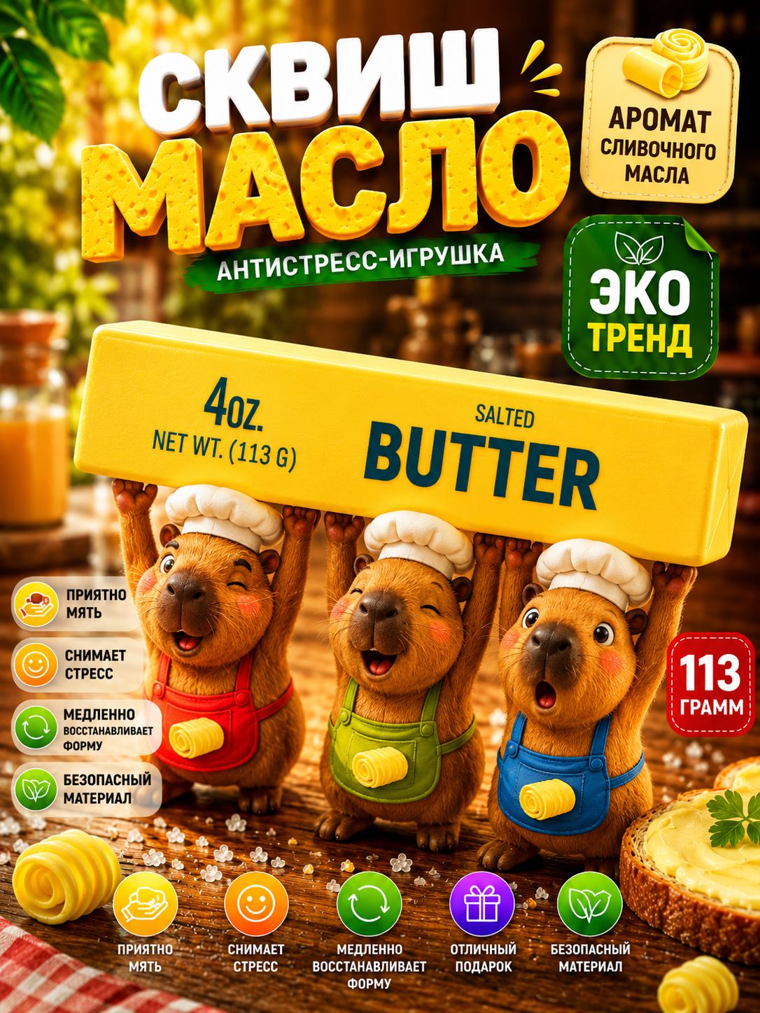 Сквиш Butter масло слайм антистресс