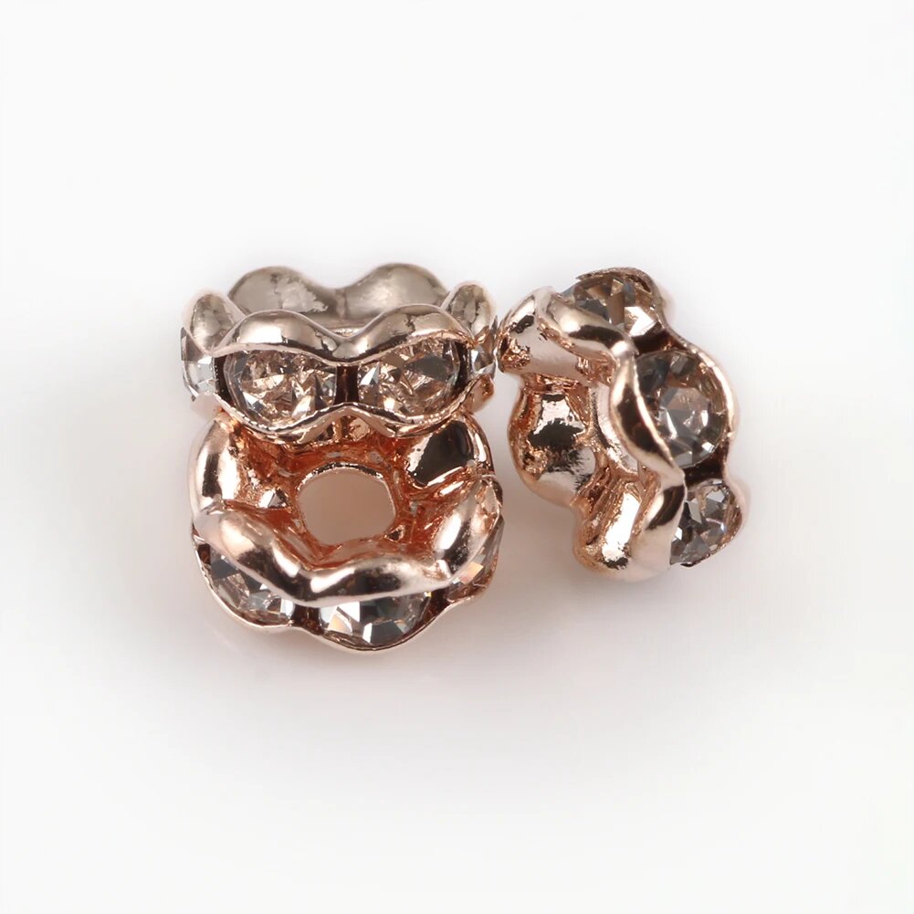 Хрустальные бусины-разделители Xilitata Серебряный, 6mm 50pcs, Wave rose gold