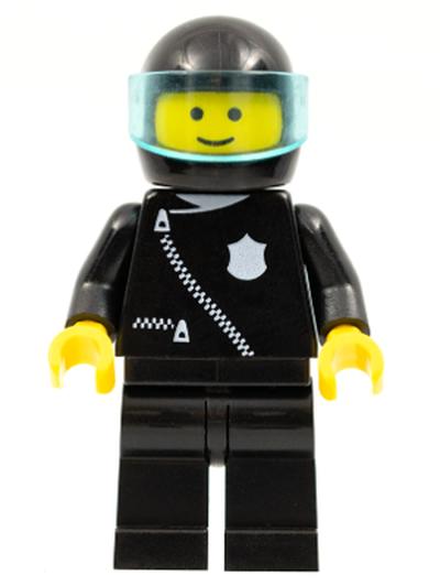 Минифигурка Lego cop027 Police - Zipper with Badge, Black Legs, Black Helmet, Trans-Light Blue Visor