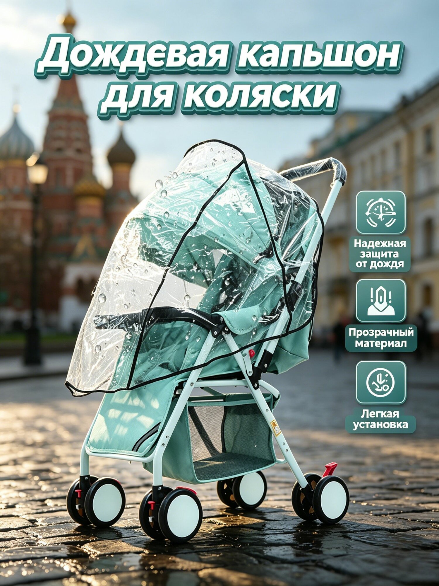Дождевик для коляски питомца прозрачный универсальный EVA защита от дождя и ветра для собак и кошек средний размер