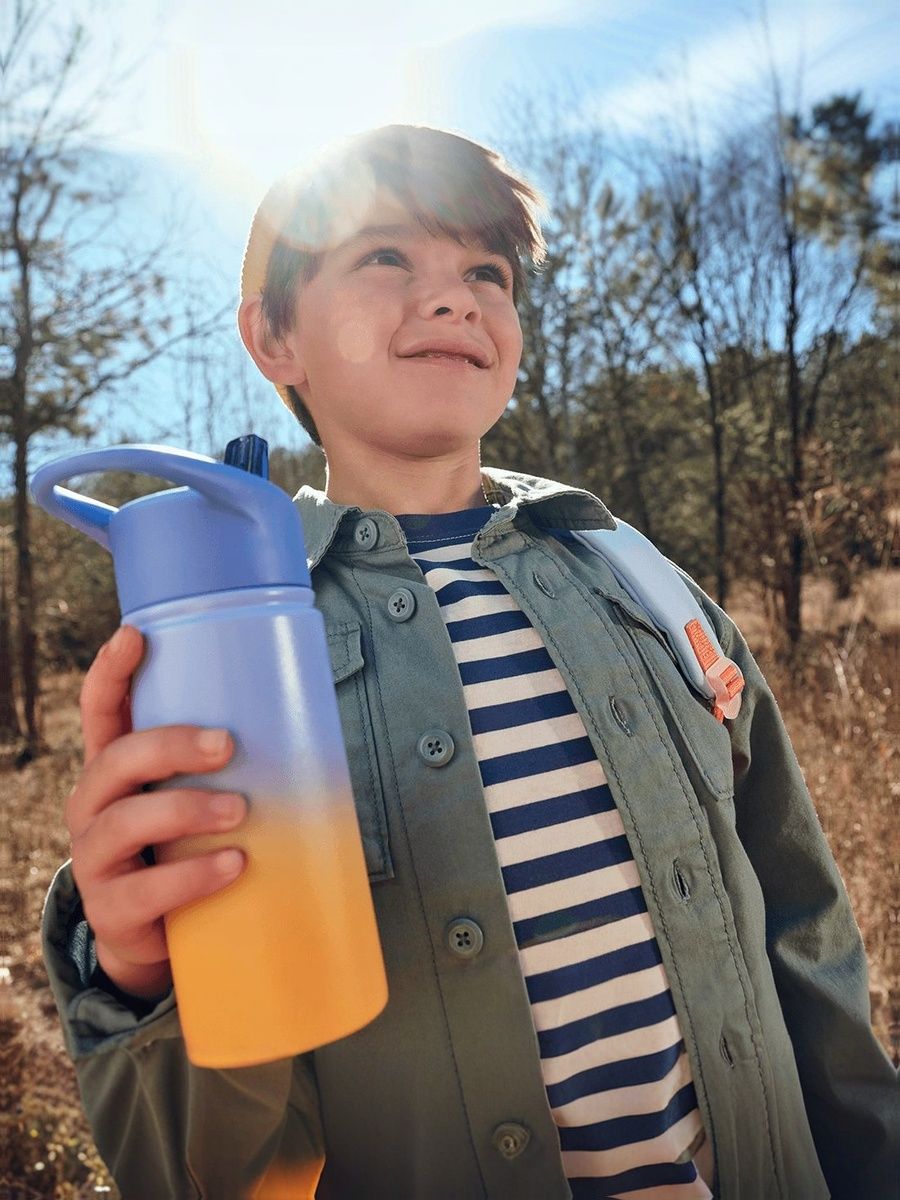 Термопоильник детский с трубочкой Water Bottle Ombre Blue, Силикон, Полипропилен