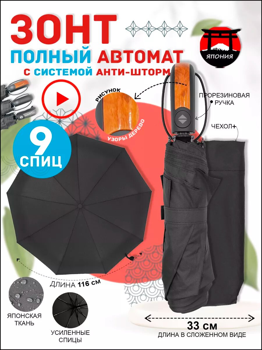 Зонт автомат антиветер усиленный