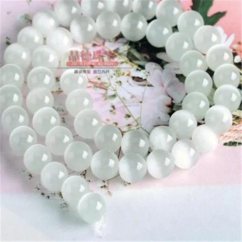 Свободные бусины HUAN ER LIN кошачий глаз 4/6/8/10/12 мм Белый, 6mm 60pcs 1strands, NO 22