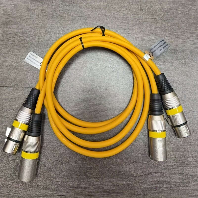 Кабель XLR для микрофона и DMX-устройств, комплект 2 шт, длина 196,85 дюйма, желтый цвет, разъемы XLR 3-pin (A-C)