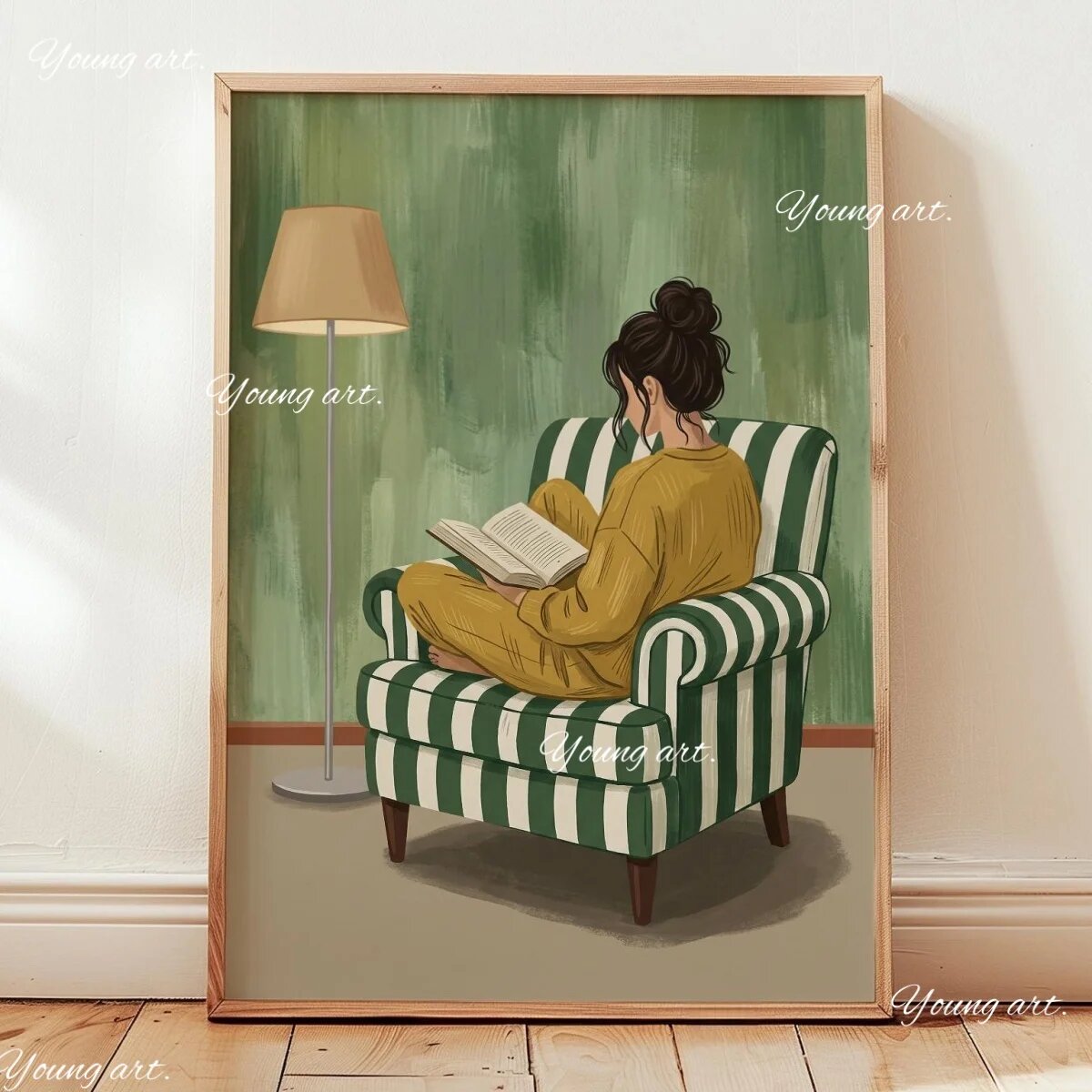 Винтажный холст с изображением женщины, читающей ZYA1691, 40x60cm unframed