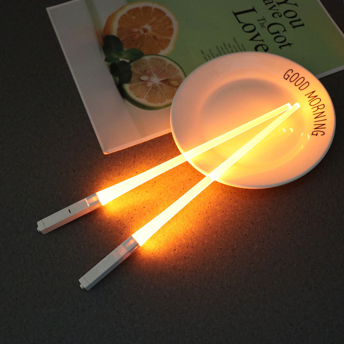 Светящиеся Палочки Для Еды С LED Подсветкой Набор 1 Шт Оранжевый