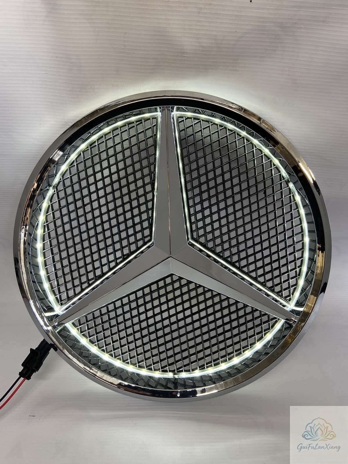 Эмблема решетки радиатора Mercedes Грузовой 33 см Хром с подсветкой