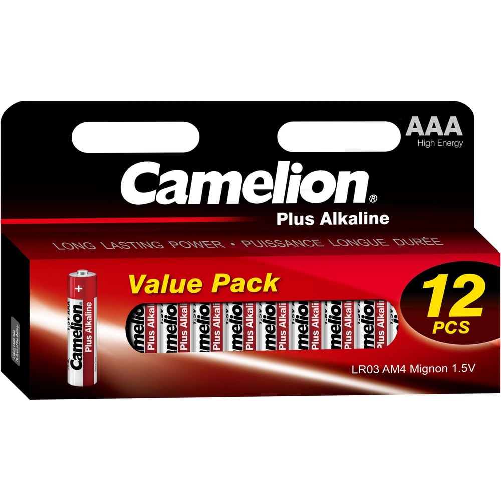 Батарейка Camelion LR03 Plus Alkaline BLOCK-12 LR03-HP12, 1.5В 14260
