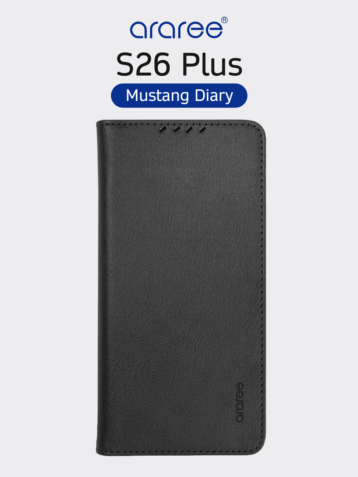 Чехол-книжка на Samsung Galaxy S26+ Araree Mustang Diary, искусственная кожа, цвет: черный