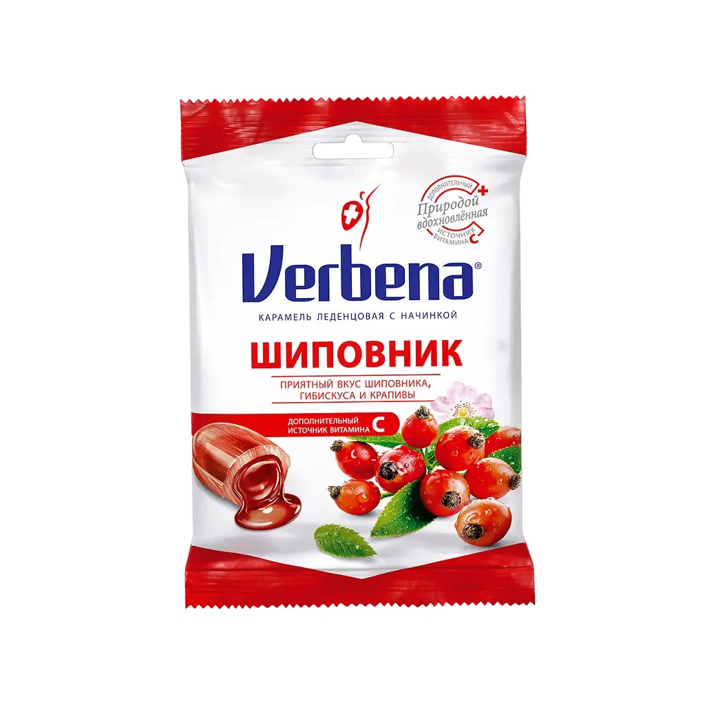 Вербена / Verbena Шиповник карамель леденцовая с начинкой массой 3,2 г 1 уп