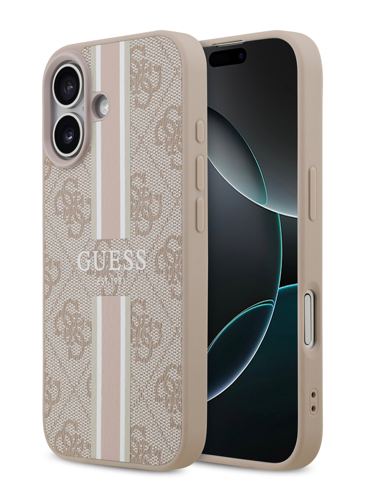 Чехол Guess на iPhone 17, с магнитами MagSafe, с защитной рамкой вокруг камеры, розовый