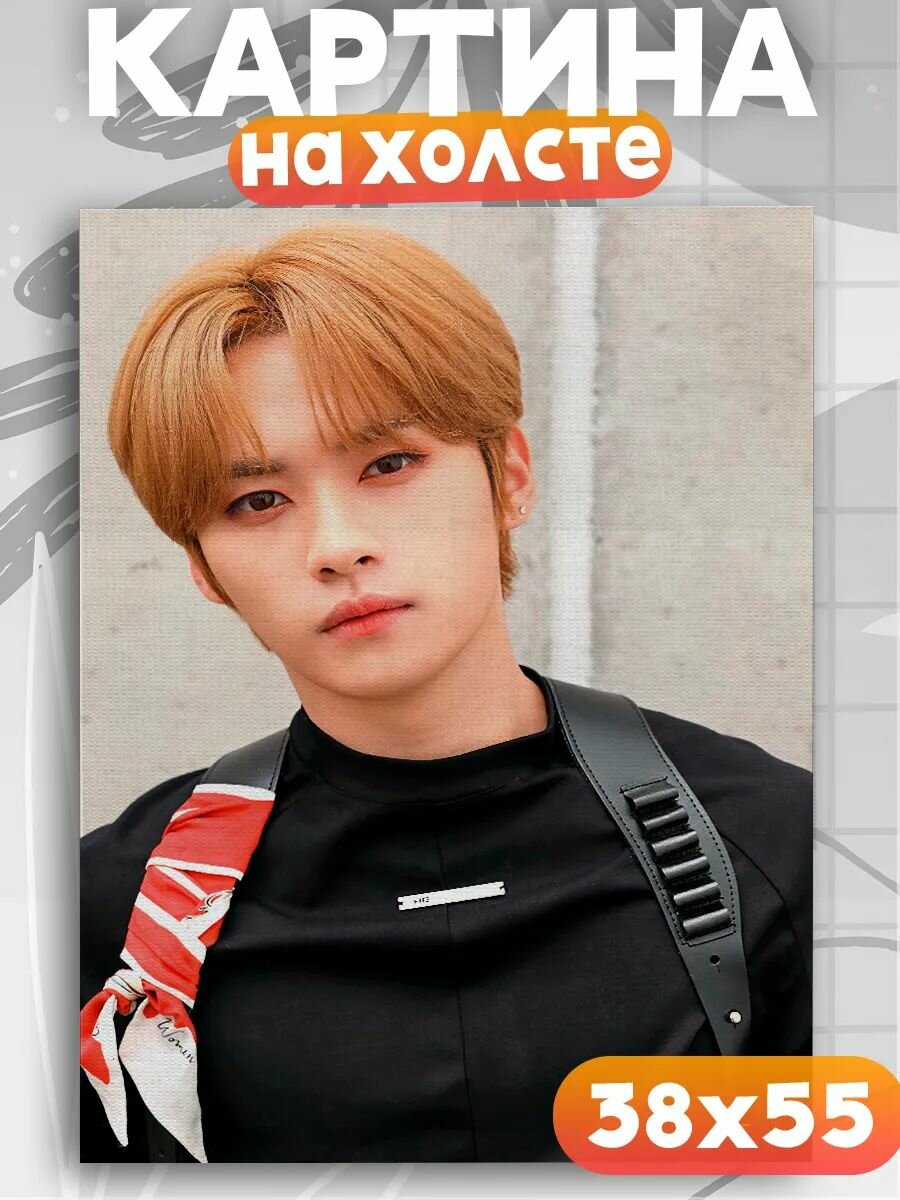 Картина на стену Ли Минхо Stray kids кпоп на подрамнике, 1шт, 55х38 размер.