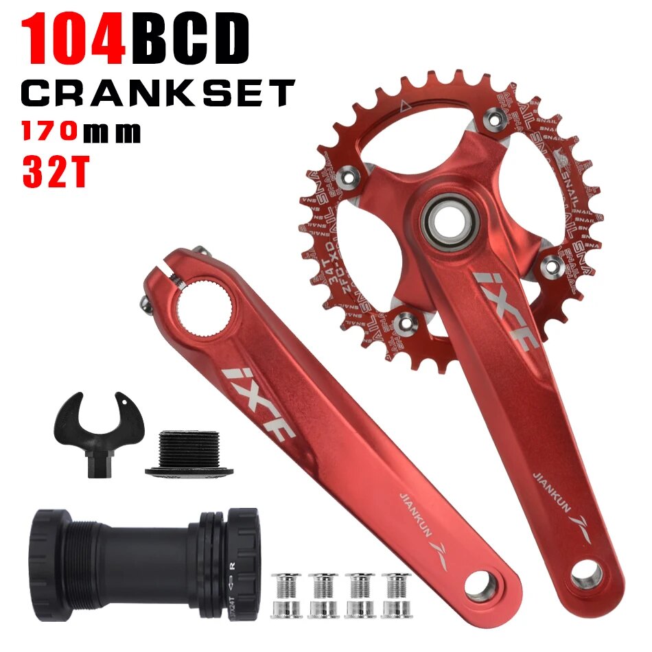 GOLDIX IXF MTB Шатуны Алюминиевый сплав 104BCD 32-42T Красный, Red crank BB 32T