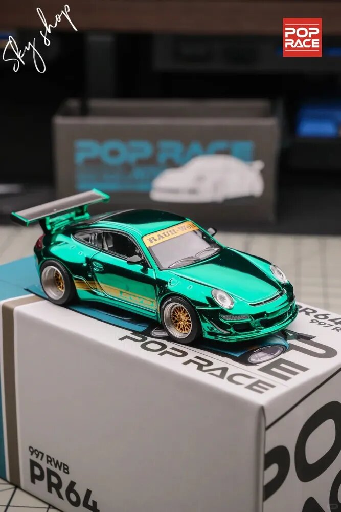 Машинка Pop Race 1:64 Porsche RWB 997 TOKYO AUTO SALON HONG KONG SPECIAL EDITION 2025