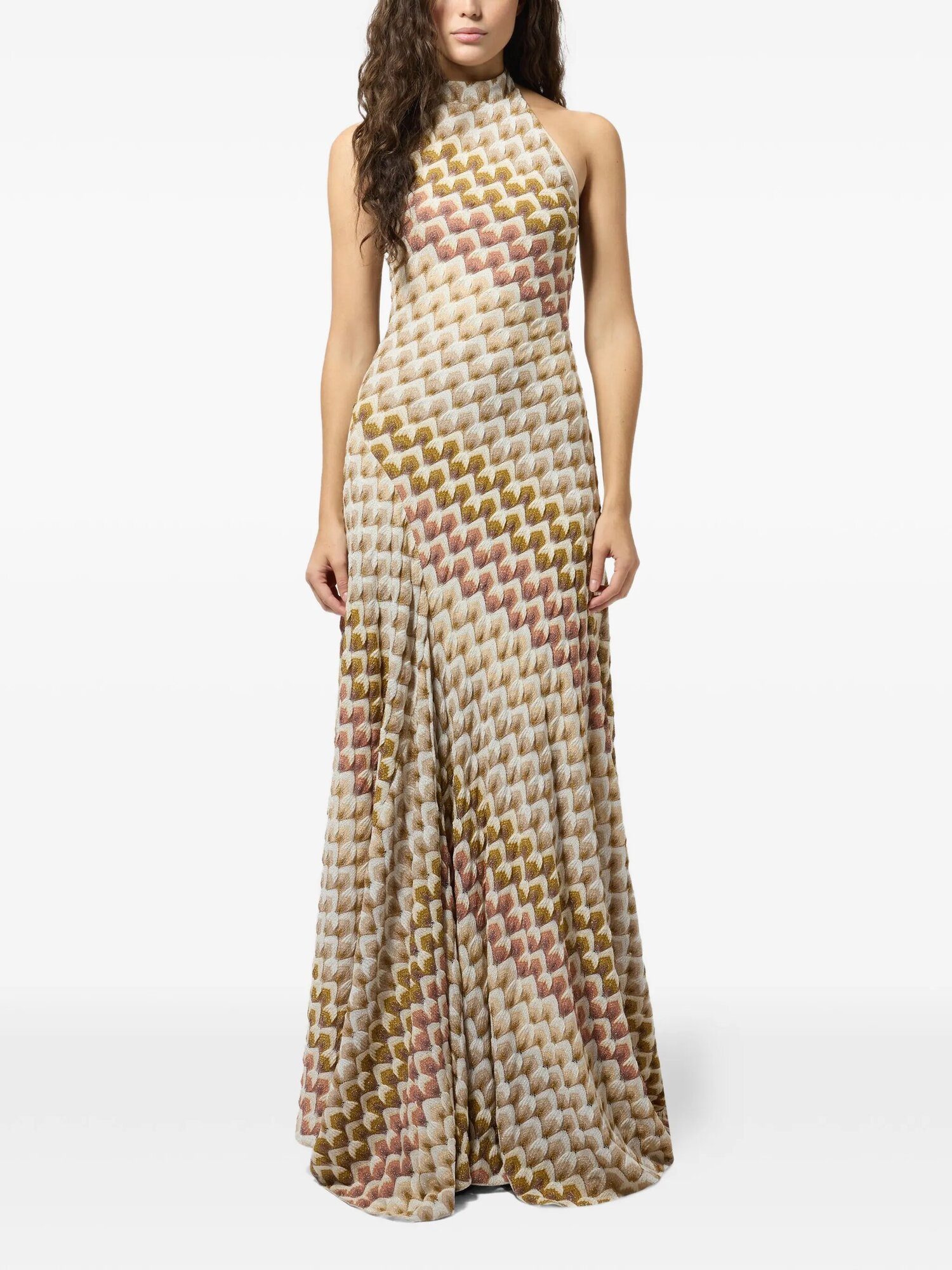 Платье Missoni Geometric-pattern halterneck dress, размер 38, разноцветный — фото 1