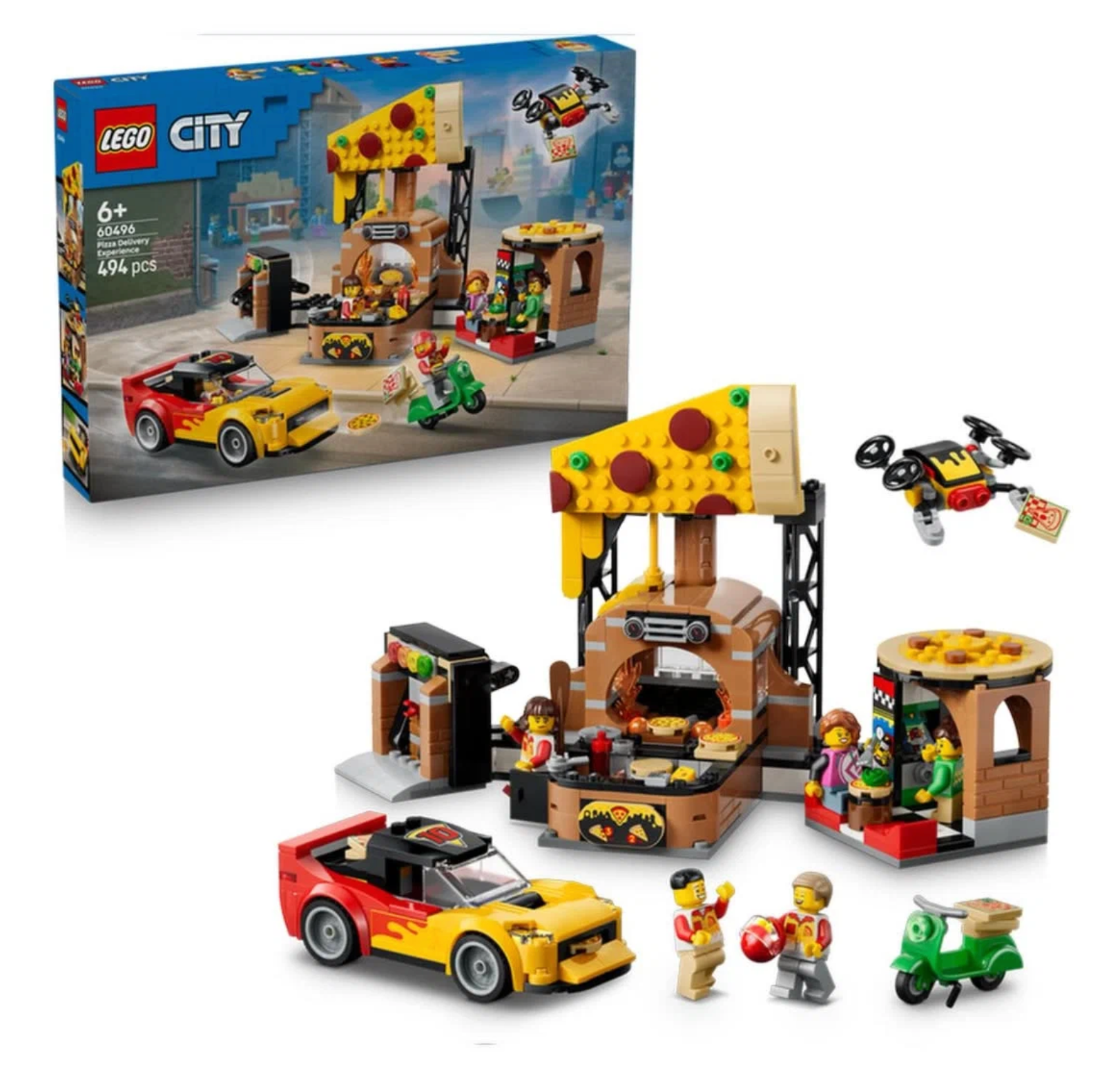 Конструктор LEGO City 60496 Пиццерия и транспорт для доставки, 494 дет.