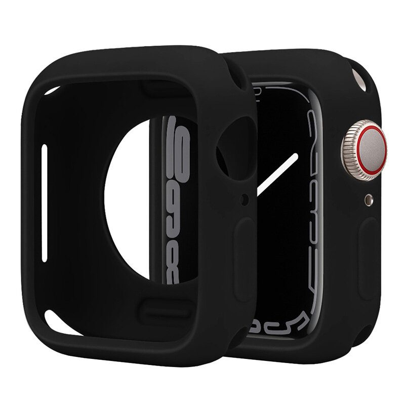 Силиконовый чехол с частичным покрытием для Apple Watch 8/S9 49 мм Черный защитный чехол
