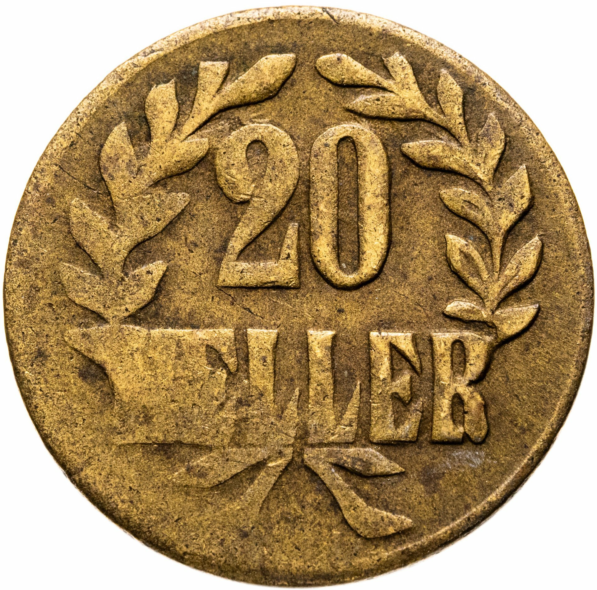 Германская Восточная Африка 20 геллеров heller 1916, Латунь, в сохранности F