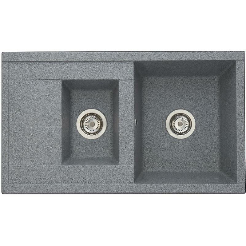 Мойка для кухни Aquaton 87х51 1A716232DE230 серая, 2 чаши, литьевой мрамор